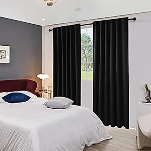 Deconovo Blackout Curtains 84 Inches Long, Black Blackout Curtains for Bedroom - 2 Panels, 52x84 Inch, Room Darkening Curtains for Living Room, Back Tab and Rod Pocket Black Curtains