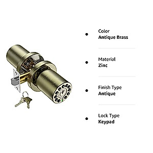 iulock Code Door Lock, Electronic Door Knob with Keypad and Key, Auto Lock, Waterproof, Passage Function, Long Battery Life,50 Codes, Easy to use and Install for Office/Warehouse/Bedroom/Garage