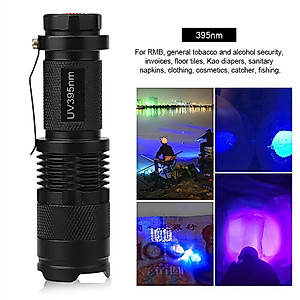 Fdit Torch Flashlight Ultra Bright LED Tactical Flashlight Perfect for Camping Biking Home Emergency 395/365 nm (Batteries Not Included)(365nm)