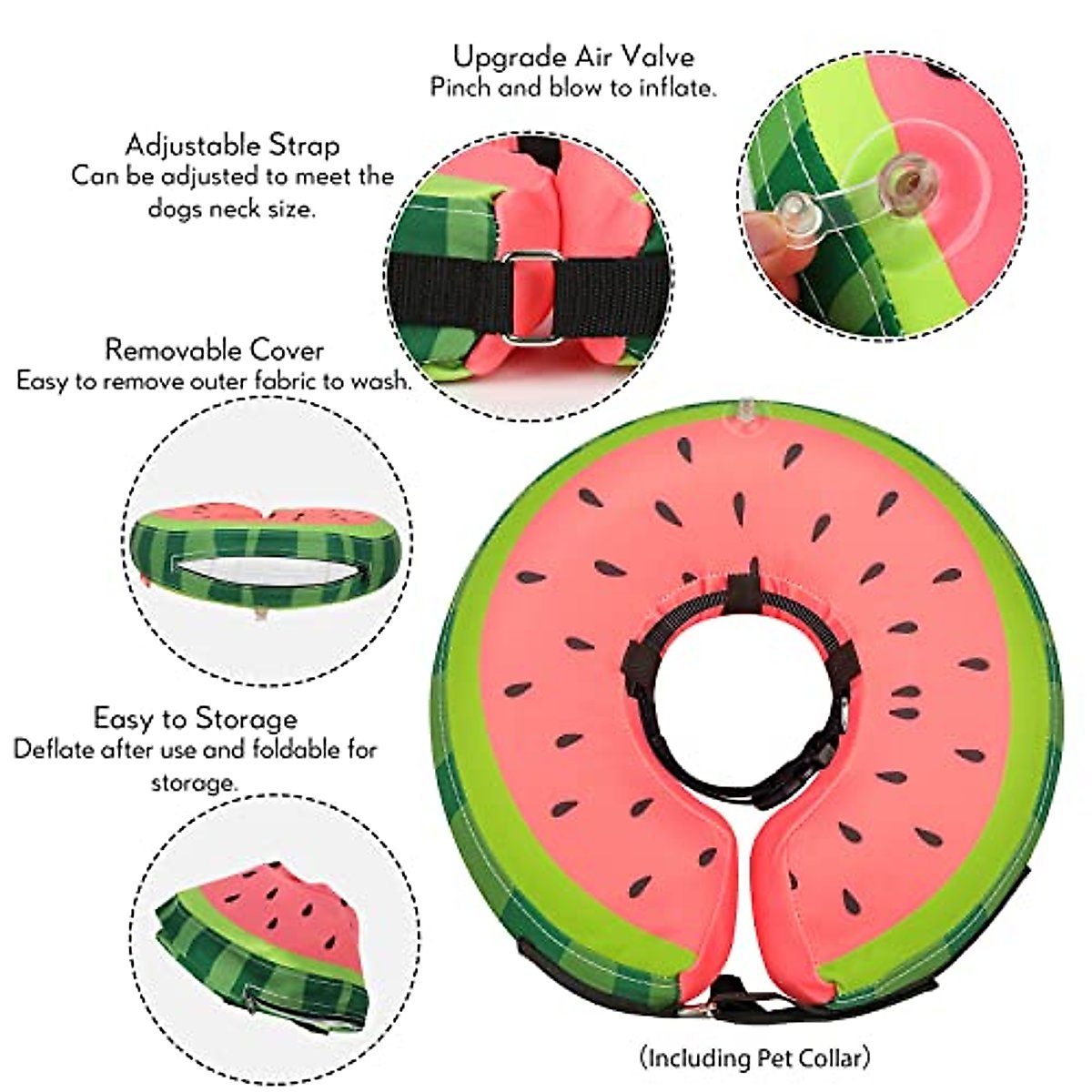 Dog Cone Collar for Small Medium Large Dogs for After Surgery, Pet Inflatable Neck Donut Collar Soft Protective Recovery Cone for Dogs and Cats - Alternative E Collar Does not Block Vision - Red,S