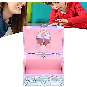 WJFMZS Musical Jewelry Box, Children Musical Jewelry Box Cartoon Pink Dancing Princess Music Box Jewelry Storage Case, Kids Toys with Mirror for Girls Birthday Gift