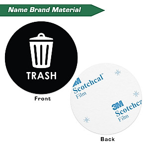 Recycling & Trash Bin Stickers - [4-Pack, 3" Inch Round Decals] - Easy to Apply, UV-Resistant for Effective Indoor & Outdoor Waste Management in Kitchens, Offices, and Public Spaces