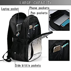 BAFAFA Snowflake Pine Tree Printed Backpack Laptop Bookbag With USB Charger Daypack For Travel Business