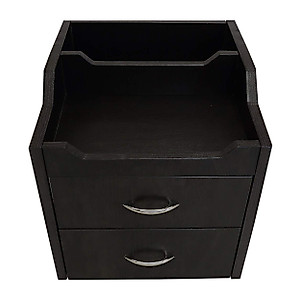 J & A Wood Top Pedicure Cart/Trolley with Two Full Functional Utility Drawers, Heavy Duty Swivel Casters with Lock, Sleek Modern Design, in Walnut, JA-JM-CART-Walnut