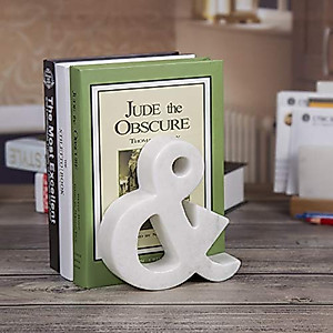Creative Home 74864 Natural Marble Stone Letter Ampersand, Bookends, Paper Weight, 5.5" W x 5-7/8" H, 1-1/2" D, Off-White (patterns may very)