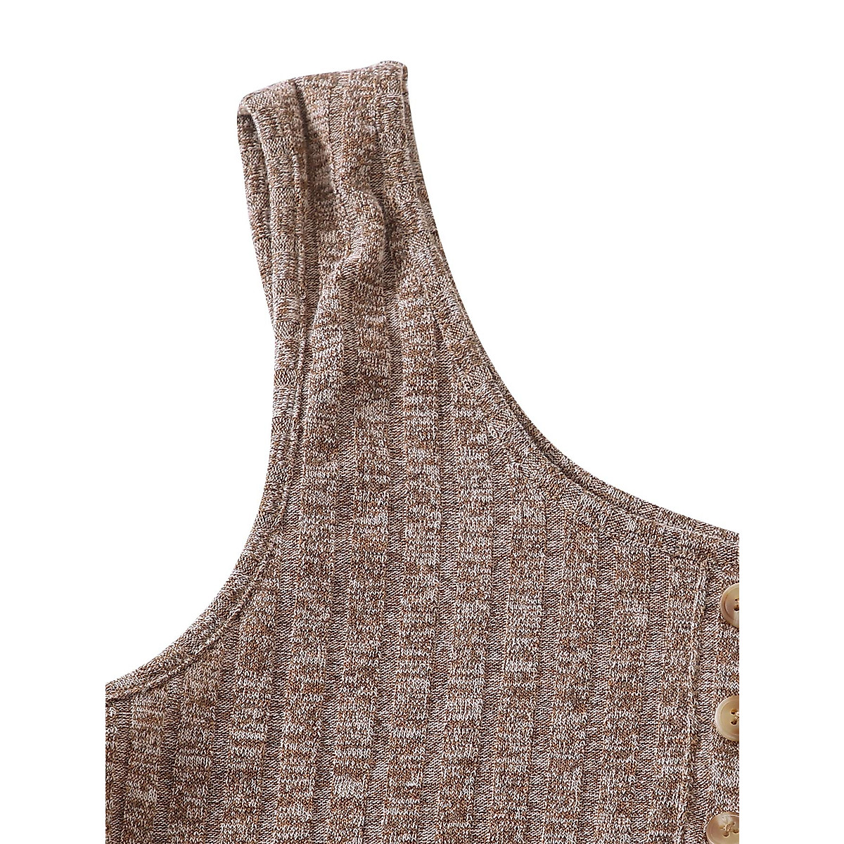 GORGLITTER Women's Sleeveless Button Front Ribbed Crop Tank Top and Elastic Waist Sleepwear Shorts Pajama Set Mocha Brown Large