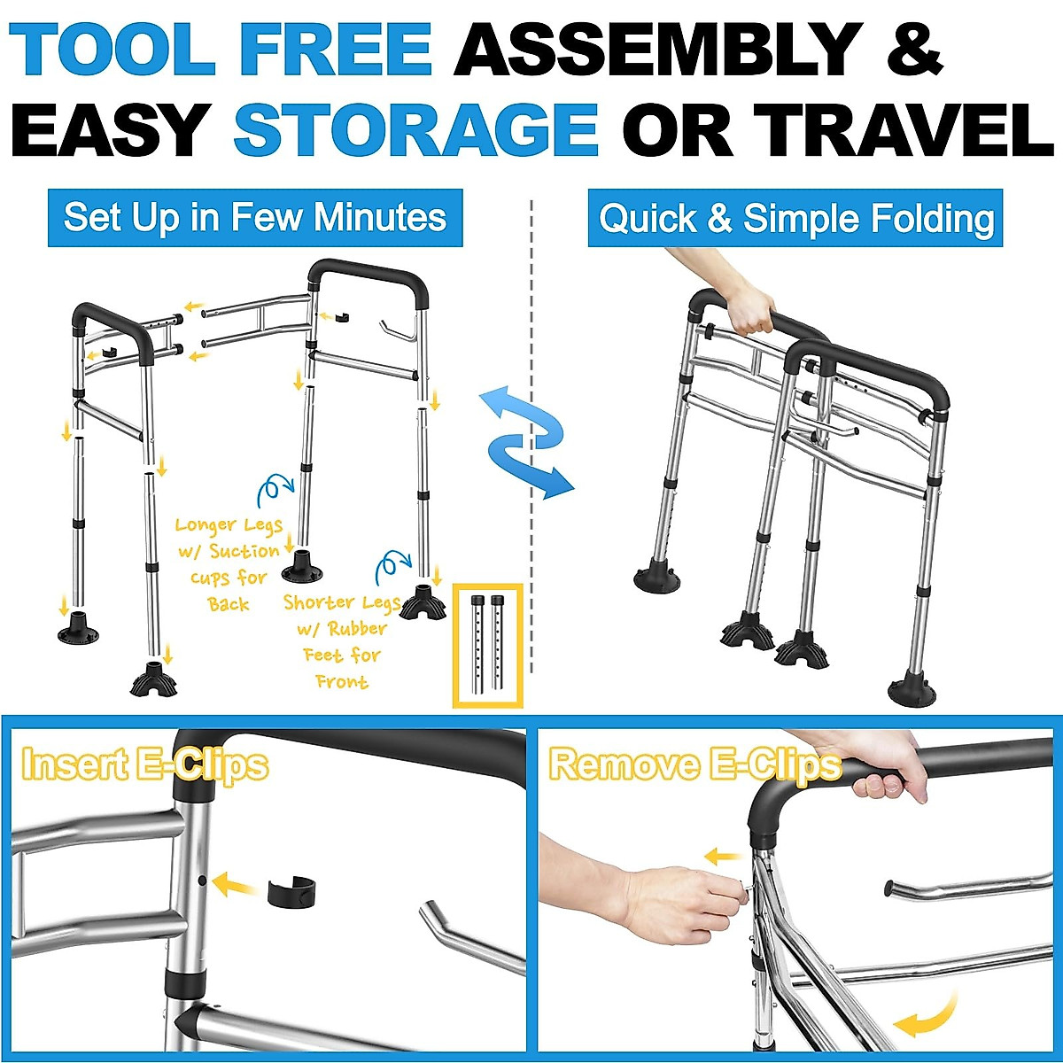 Medhelp FSA/HSA Eligible Toilet Safety Rails, 380lbs Stainless Steel Adjustable Toilet Safety Frame, Toilet Rails with Handles & Toilet Paper Holder, Toilet Bars for Elderly, Disabled & Handicap