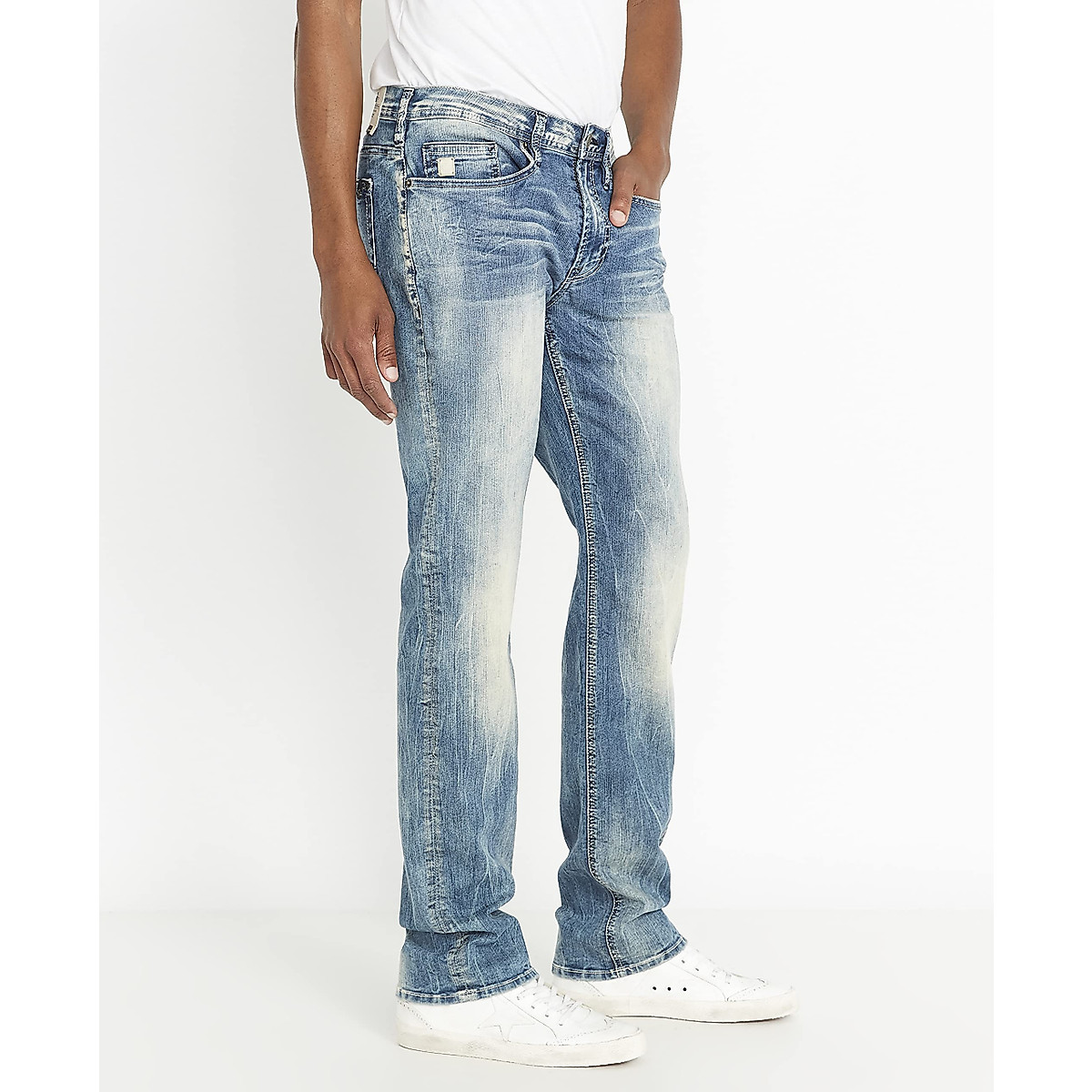 Buffalo David Bitton Men's Relaxed Straight Driven Jeans, Sandblasted Blue Wash Indigo, 34W x 32L