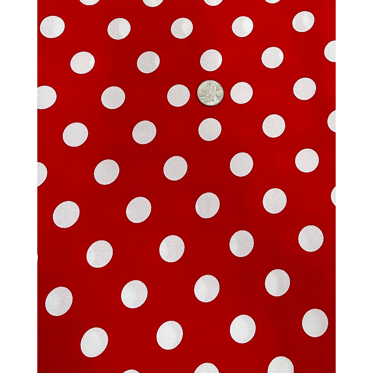60-Inch Wide Polka Dot Poly Cotton Fabric by The Yard, White Dot On Red Fabric