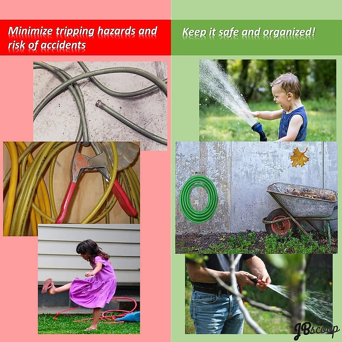 JBscoop Garden Hose Holder Stainless Steel Small Wall Mount Garden Hose Hook, Ideal for Water, Air, Hydraulic Hose, Ropes, Extension Cords Heavy Duty & Rust Proof Large Set of 2