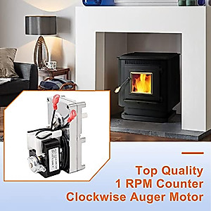 Criditpid Replacement PU-047040 Auger Motor for Englander 25-PDVC, 55-SHP10, 25-PDV Pellet Stoves, 1 RPM Counter Clockwise Auger Motor, Top and Bottom Auger Motor. (2 Pack)