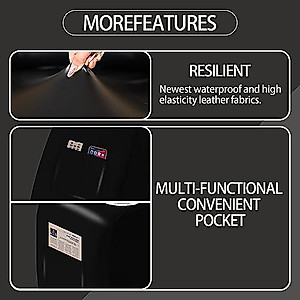 HewTLES PU Leather Sofa Console Cover, Waterproof Recliner Console Cover, Black