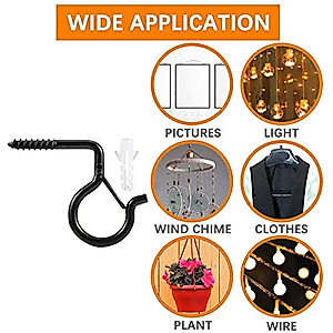 20 PCS Q-Hanger Hooks Outdoor Screw Hanger, Christmas Lights Hanger Hooks, Ceiling Hooks for Hanging Plants, Outdoor Wire and Fairy Lights Wind Chimes Decoration Safety Buckle Design (20PCS Bend)
