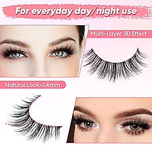 False Eyelashes 3D Lashes Natural Look Fake Eyelashes Clear Band 14mm lashes Soft Volume Lashes 10 Pairs Pack