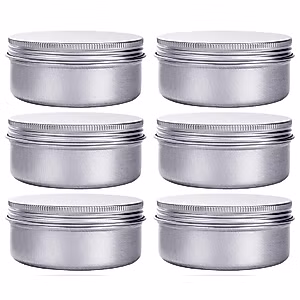 6 Ounce Aluminum Cans 180 mL Screw Lid Metal Storage Tins Containers for Storing Spices, Candies, Lip Balm, Candles, 12 Pcs.