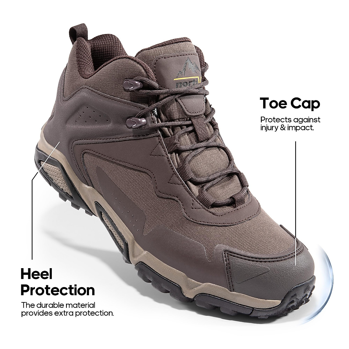 NORTIV 8 Men's Waterproof Hiking Boots Lightweight Mid Ankle Trekking Trails Outdoor Boots,Size 7,BROWN,JS19001M