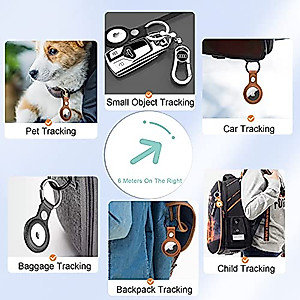 Jasuma Black AirTag Case Leather Finder(2021) Anti-Scratch Portable AirTag Case Cover with Keychain Ring