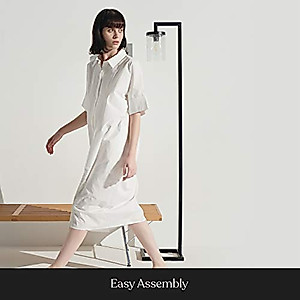 Brightech Henry LED Floor Lamp, Farmhouse Light Matches Rustic Décor, Standing Lamp for Bedroom Reading, Industrial Lamp for Living Rooms & Offices, Tall Lamp with Hanging Crackled Glass - Black