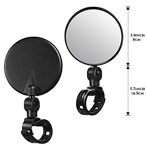 2 Pieces Bike Mirror Cycling Rear Mirror Adjustable 360 Degree Rotatable Handlebar Rearview Bicycle Mirrors Shockproof Wide Angle Acrylic Convex Safety Mirror for Most Mountain Road Bike