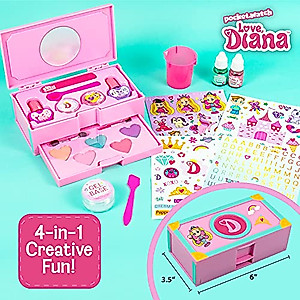 Love, Diana Magical Make-Up Set by Horizon Group USA, Play Dress Up Makeup, Create DIY Lip Balms, Includes Over 20 Cosmetic Accessories, 250+ Stickers, Reusable Makeup Case & More, Multi
