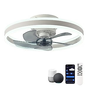 Orison Smart Ceiling Fans with Lights Compatible with Alexa and Google Assistant 20", Low Profile Ceiling Fan with Lights Remote,APP Control,6 Speed Reversible Blades for Bedroom/Living Room