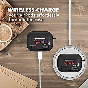 AirPod Pro 2 Case with Keychain Hot Creative Painted Soft Silicone Shockproof Cover Compatible with AirPods Pro 2nd Generation 2022 Case (Black)