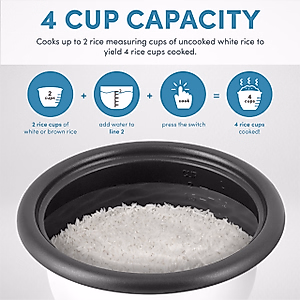 Aroma Housewares 4-Cups (Cooked) / 1Qt. Rice & Grain Cooker (ARC-302NG), White
