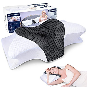 SAHEYER Cervical Pillow for Neck and Shoulder Pain Relief, Odorless Contour Memory Foam Pillows for Sleeping, Ergonomic Orthopedic Support Bed Pillow for Side, Back and Stomach Sleepers, Grey