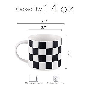 E-liu 14oz Ceramic Coffee Mug Set - 4 Patterns, Durable, Easy to Clean, Microwave & Dishwasher Safe, Perfect for Coffee, Tea, Hot Chocolate - Gift for Birthdays, Housewarming