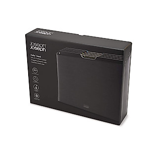 Joseph Joseph Folio 4-Piece Color coded Cutting Board Set, Steel Slimline Case for Organized Kitchen Storage, Large, Carbon Black