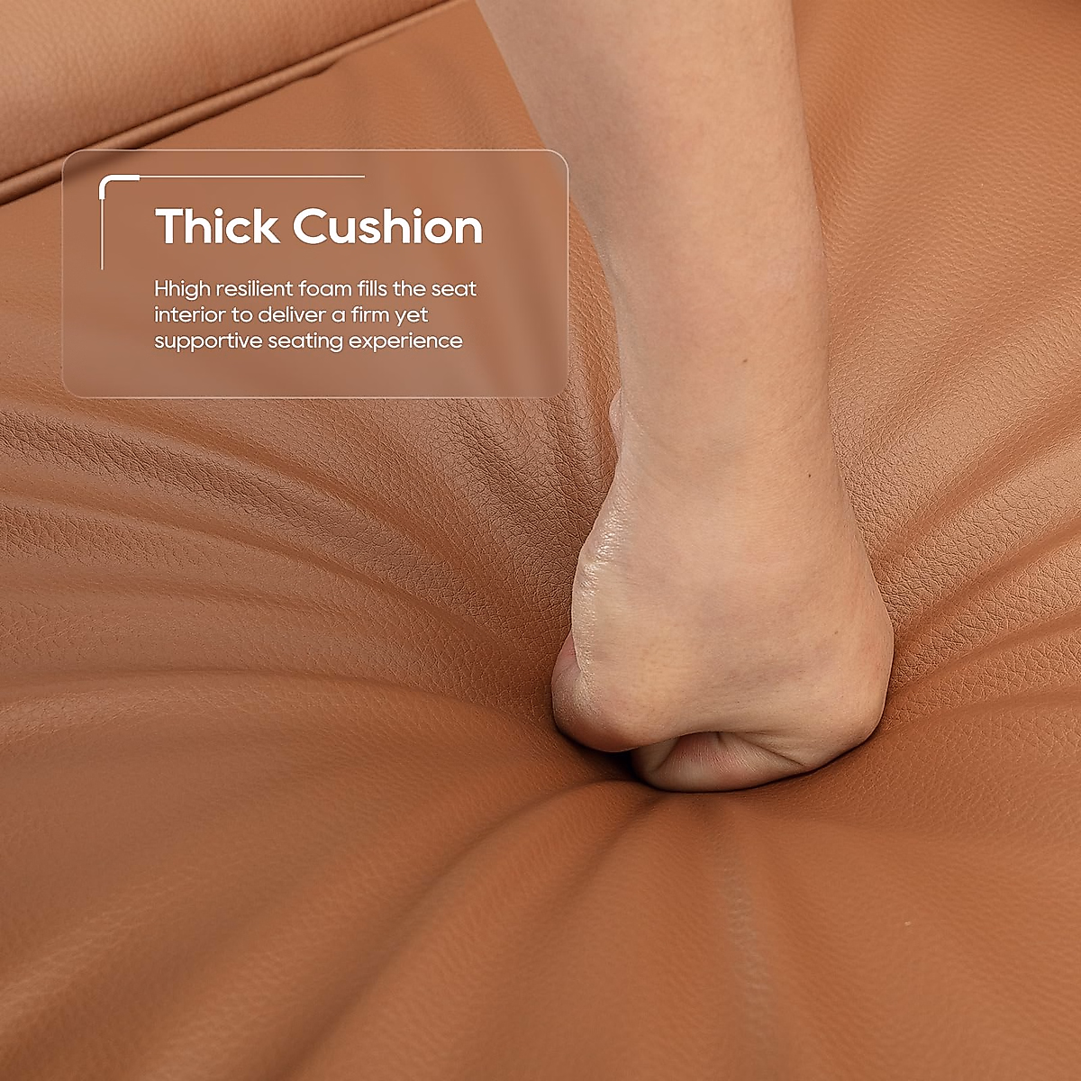 COLAMY Faux Leather Sofa Couch, Modern 3-Seater Couch for Living Room/Small Space/Bedroom, Comfy Couch with Solid Wooden Frame and Metal Legs, Brown