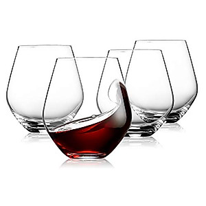 Godinger Wine Glasses, Stemless Wine Glasses, Red Wine Glasses, Drinking Glasses, European Made Stemless Wine Glass - 17oz, Set of 4