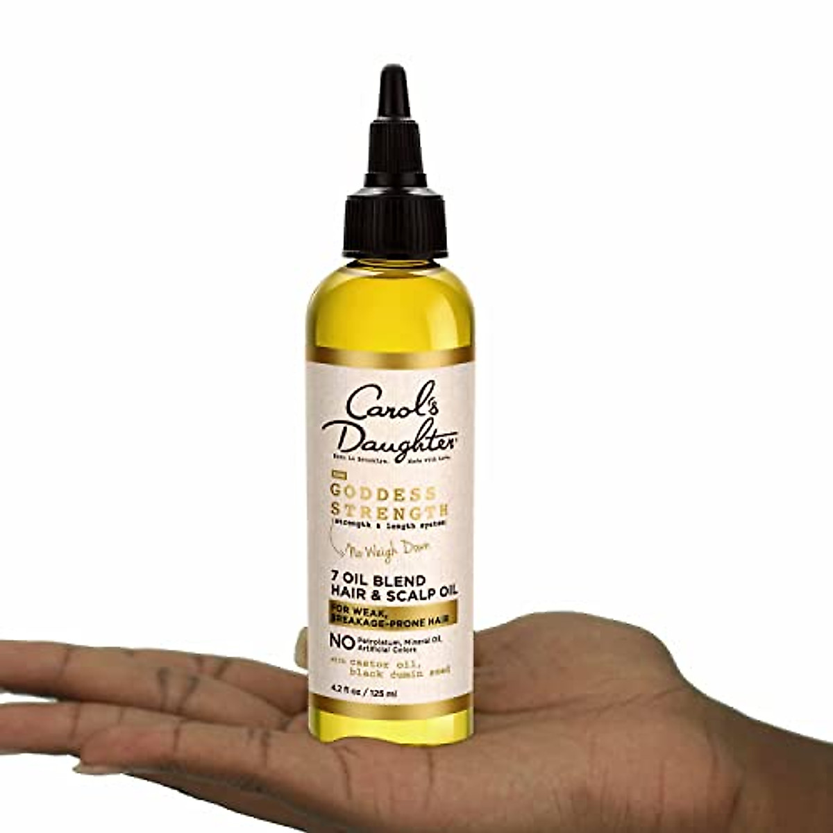 Carol’s Daughter Goddess Strength 7 Oil Blend Scalp & Hair Treatment Oil to Strengthen & Lengthen Curls – with Castor Oil, Olive Oil, Jojoba Oil - For Wavy, Curly, Coily, Natural Hair, 4.2 fl oz