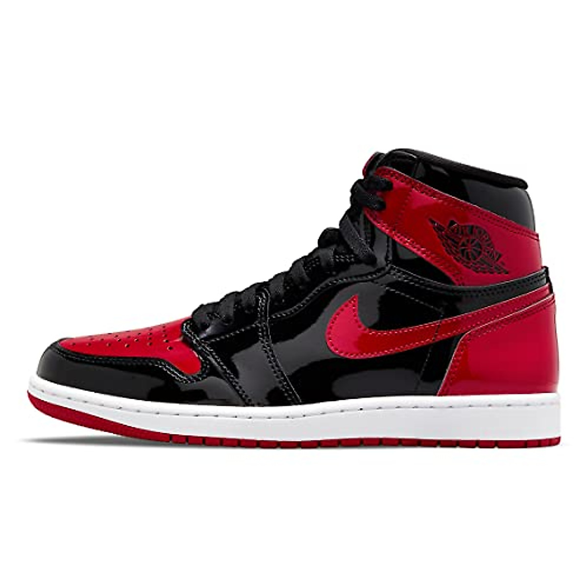 Jordan Men's 1 Retro High OG Patent Bred Black/Varsity Red-White (555088 063) - 9.5