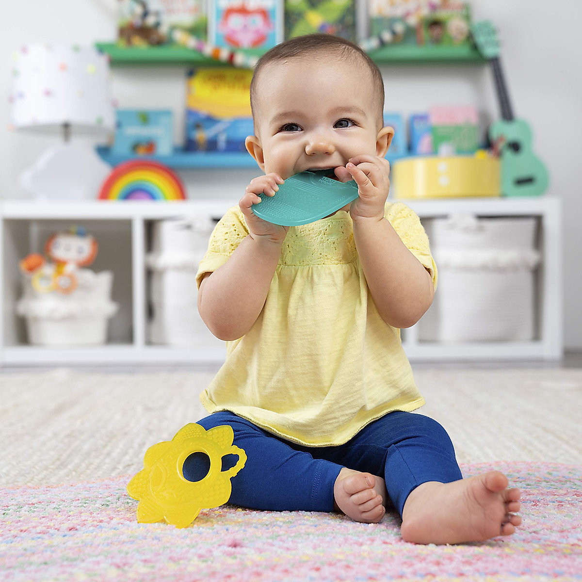 Bright Starts Oball Grasp & Teethe Easy Grasp BPA-Free Infant Teether Toy, Multi-Color, Age 3 Months and up
