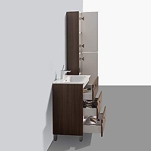 Eviva Joy 24" Graywood Freestanding Bathroom Vanity w/White Integrated Top
