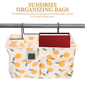 ARTIBETTER Fruit Hanging Basket Orange Bedside Cotton Linen Hanging Storage Bag Bed Storage Pocket Organizer Pouch Diaper Stacker for Bed Crib Craddle Baby Clothes Organizer Storage Bed Frame