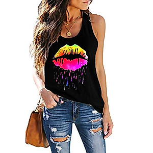 SAUKOLE Women's Sleeveless Yoga Workout Tank Tops Star tie dye Racerback Cute Printed Loose Fit Running Exercise T-Shirt