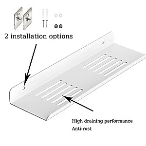 SDlemeiy Floating Shelves Wall Mounted Bathroom Shelf，Wall Mounted Hanging Shelves，Metal Display Wall Shelf,Wall Mounted，Carbon Steel Material(White, 15.9inch)