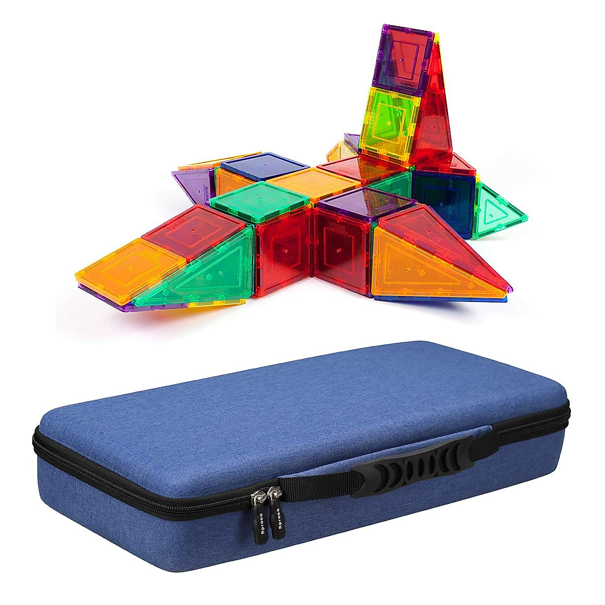 Aproca Hard Storage Magnetic Tiles Case, Fit for PicassoTiles 110/100 / 60/42 Pieces/SUNHE YHK 100Pcs Set Magnet Building Tiles(Blue)