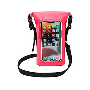 geckobrands Waterproof Phone Tote Dry Bag Waterproof Case, Neon Pink - Works with Samsung Galaxy, iPhone, Google