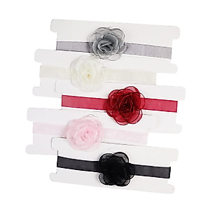 Pingyongchang Bohemian Lace Flower Collar Choker Necklace Soft White Flower Tie Cravat Necklace Wedding Jewelry Gift for Women -Black