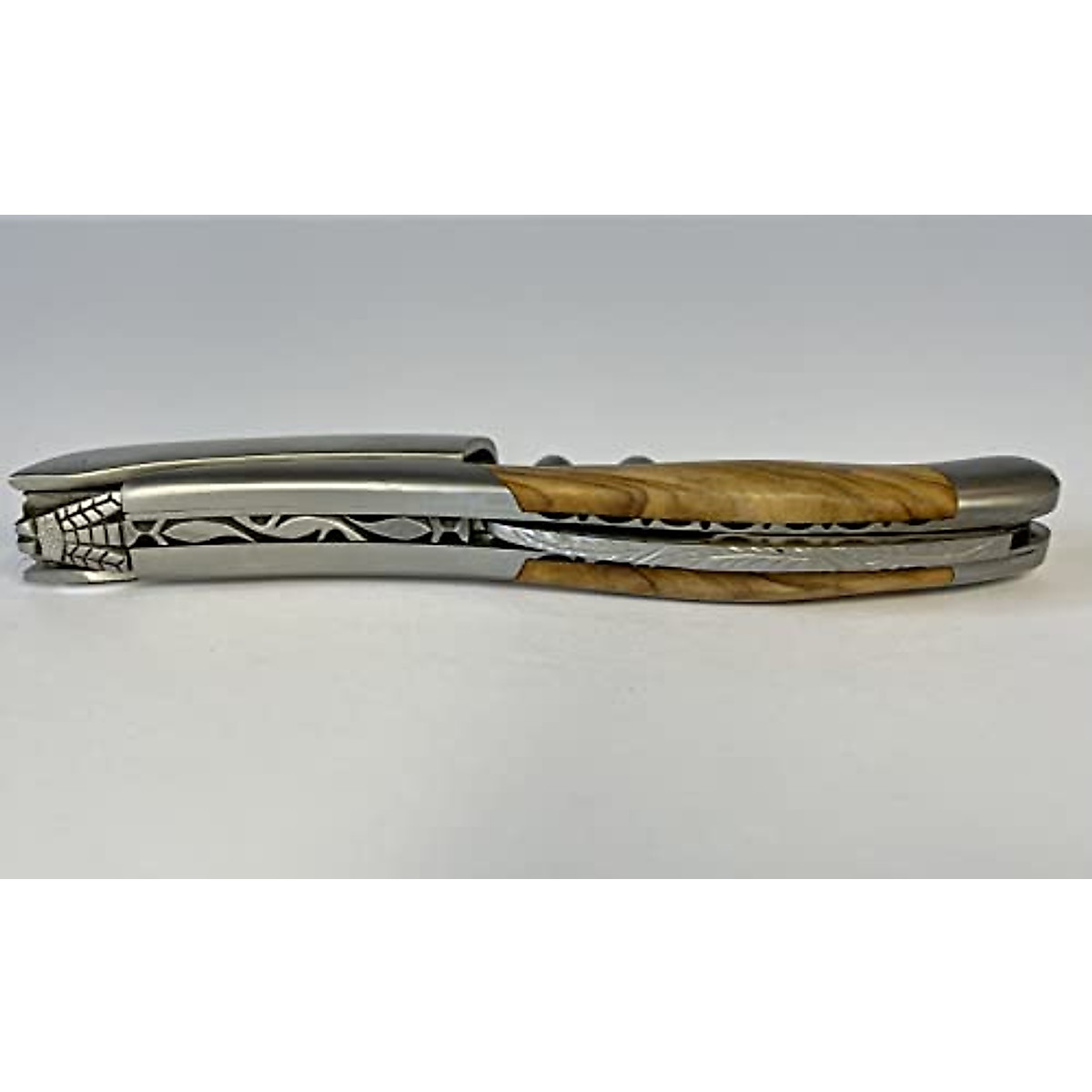 Laguiole En Aubrac Sommelier DeLuxe No 8 Waiter's Corkscrew, Bee Edition Olive Wood Handle, Wine Opener With Foil Cutter & Bottle Opener | Special Crafting Along The Luxury Corkscrew