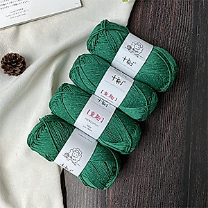 SHIKE Star River,100% Cotton Sparkle Yarn,5 Skeins Soft Shine Fine #2 Sport Weight for Knitting&Crochet,Per Skein 50g/197yds (Dark Green)
