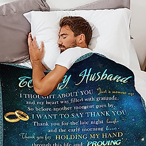 Gift to My Husband Blankets from Wife Ultra-Soft Micro Fleece Throws Blanket for Best Husband Birthdays Anniversary Wedding Gifts Blankets for Bed Bedding Sofa Travel 60" x 50"