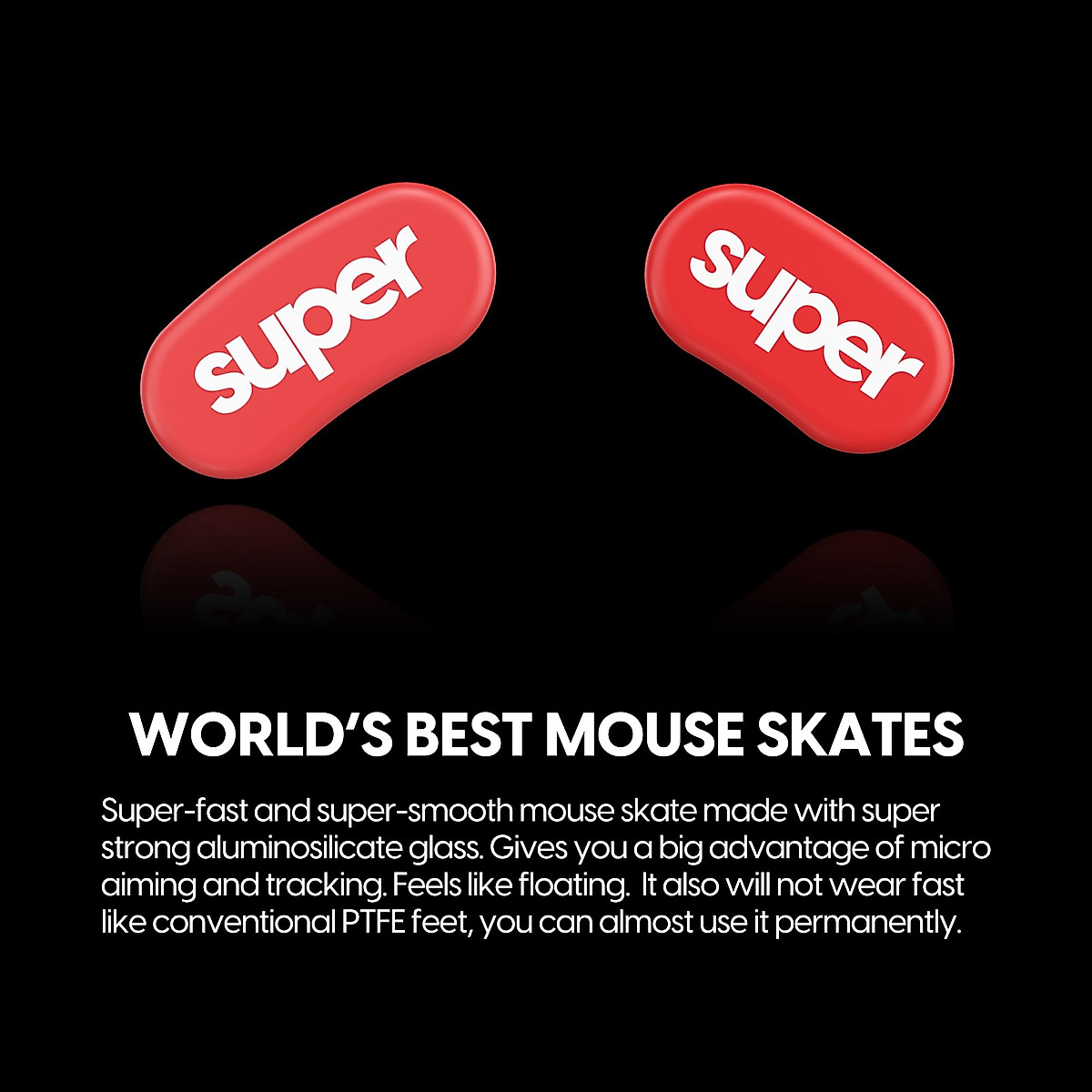Superglide2 - New Controllable Speed Textured Surface Smoothest Mouse Feet/Glides Made with Ultra Strong Glass Smooth and Durable Sole for Razer DeathAdder V3 Pro [Red]