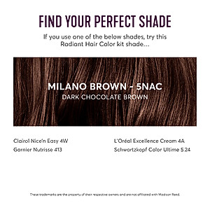 Madison Reed Radiant Hair Color Kit, Dark Chocolate Brown for 100% Gray Coverage, Ammonia-Free, 5NAC Milano Brown, Permanent Hair Dye, Pack of 1