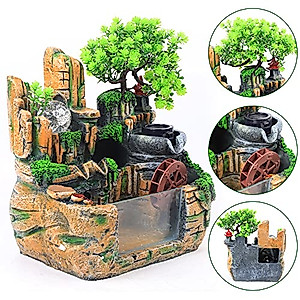 Desktop Rockery Fountain Waterfall,Relaxation Desktop Fountain Waterfall,Indoor Fountain Waterfall Decor,Mini Rockery Water Fountain for Home Office Bedroom Desk Decoration