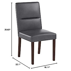 SIMPLIHOME Ashford 18 Inch Contemporary Parson Dining Chair (Set of 2) in Stone Grey Vegan Faux Leather, For the Dining Room