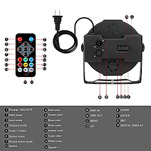 36 LED Stage Lights RGB DJ LED Par Light Remote & DMX Controlled Sound Activated Auto Play Uplights for Wedding Birthday Christmas Holiday Music Show Dance Party Stage Lighting-2 Pack